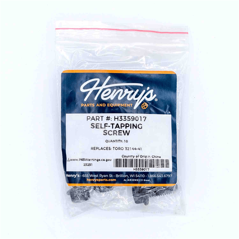 H3359017 - Henry's Spindle Self-Tapping Screw Toro 321 44-41 | Henry's ...