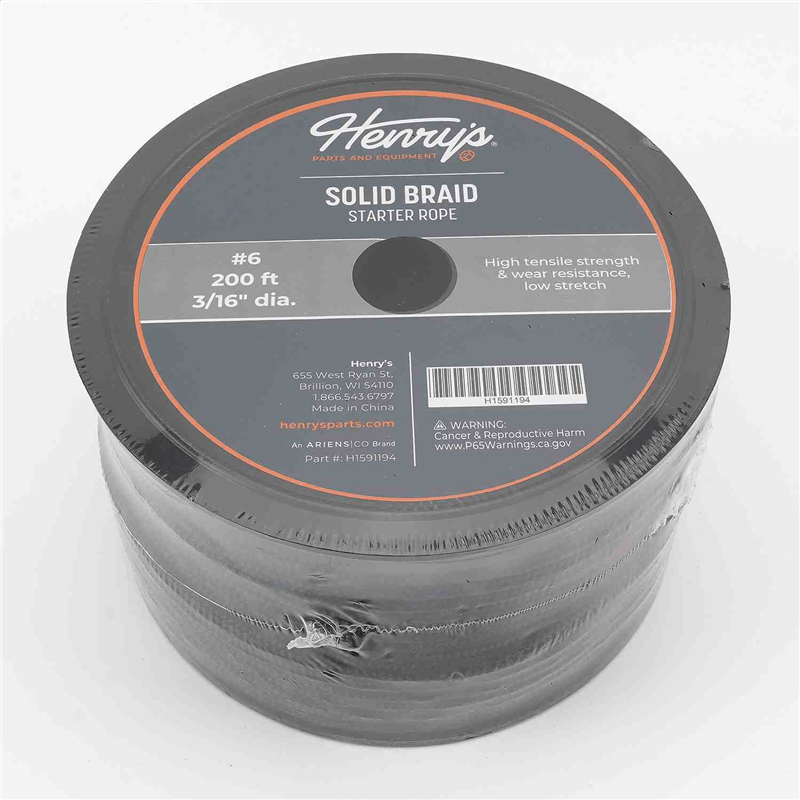 H1591194 - Henry's Starter Rope #6 Solid Braid 200 ft Spool | Henry's Parts